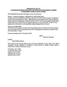 Notice of Adoption Ordinance 2021-01 - Douglas County, South Dakota