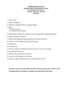 2-18-25 agenda - Douglas County, South Dakota